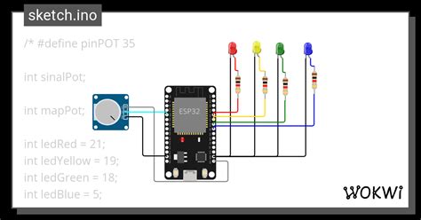 Atividade Indicador de Nível com Leds usando PWM Wokwi ESP STM Arduino Simulator