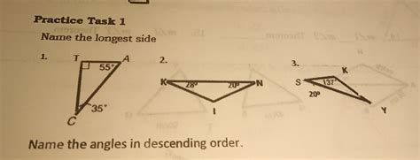 Solved Practice Task 1 Name The Longest Side 1 2 3 Name The Angles