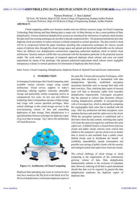 Iaetsd Controlling Data Deuplication In Cloud Storage Pdf Cloud Computing Internet