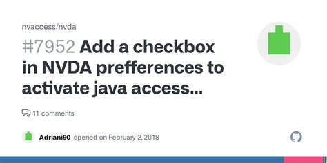 Add A Checkbox In Nvda Prefferences To Activate Java Access Bridge For