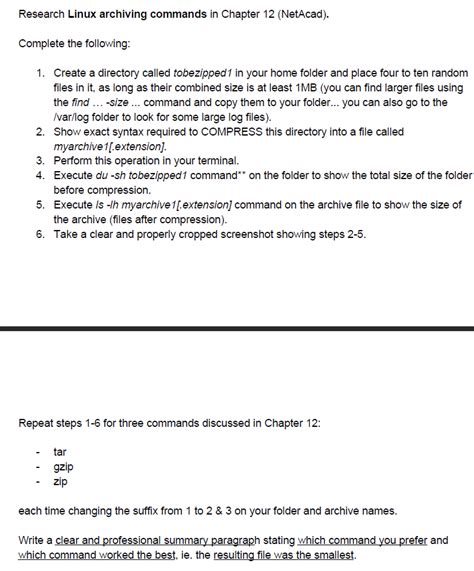 Solved Research Linux Archiving Commands In Chapter 12