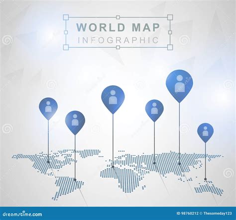Light World Map With Pointer Marks Stock Vector Illustration Of Connection Destination 98760212