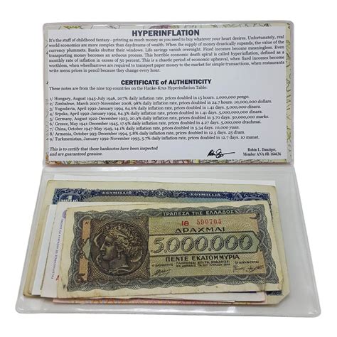 Hyperinflation Nine Highest Countries All Time Nine Banknotes Billfold