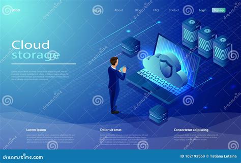 Isometric Cloud Hosting Network Vector Illustration 3d Servers And Datacenter Stock Vector