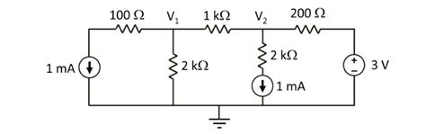 Solved 1 Find V1 And V2 By Using Nodal Analysis 2 Find