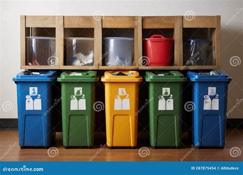 Sorted Recycling Bins With Labels Stock Illustration Illustration Of