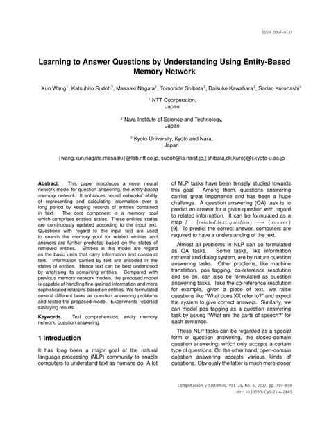 Pdf Learning To Answer Questions By Understanding Using Entity Based