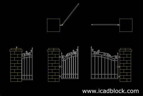 Open Gate 2d Model Cad Block Dwg File Icadblock