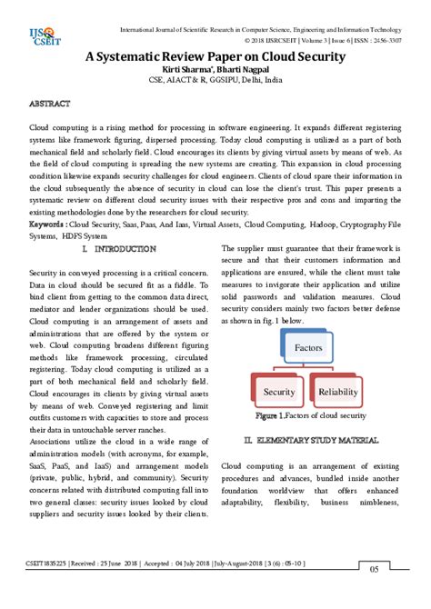 Pdf A Systematic Review Paper On Cloud Security