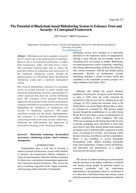 Pdf The Potential Of Blockchain Based Ridesharing System To Enhance Trust And Security A