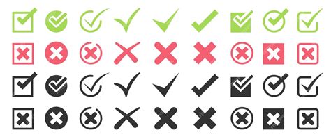 Premium Vector Check And Cross Symbol Collection Set Of Green Tick And Red Cross Icons