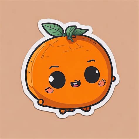 Premium Ai Image A Orange Sticker Chibi Style Simple Cute