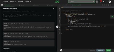 Gfg160 Geekstreak2025 Geeksforgeeks Dsa Subarraysum Prefixsum