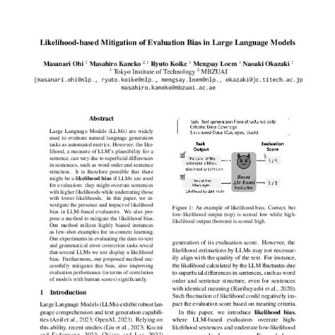 Likelihood Based Mitigation Of Evaluation Bias In Large Language Models Acl Anthology