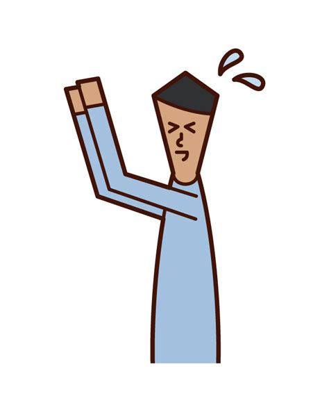 손을 높게 들고 사과하는 남자의 일러스트 무료 일러스트 소재집 Kukukeke