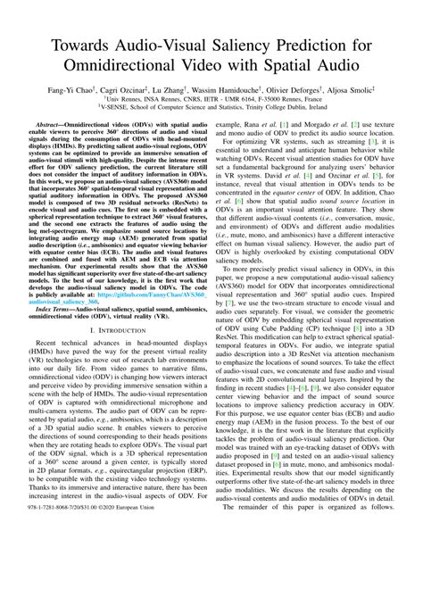 Pdf Towards Audio Visual Saliency Prediction For Omnidirectional