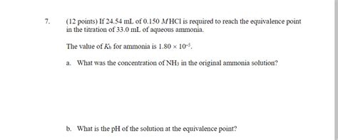 Solved 12 Points If 24 54 ML Of 0 150MHCl Is Required To Chegg Com