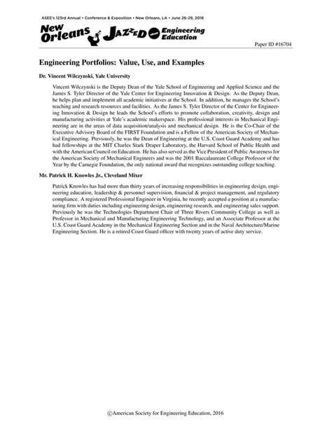 Engineering Portfolios Value Use And Examplespdf
