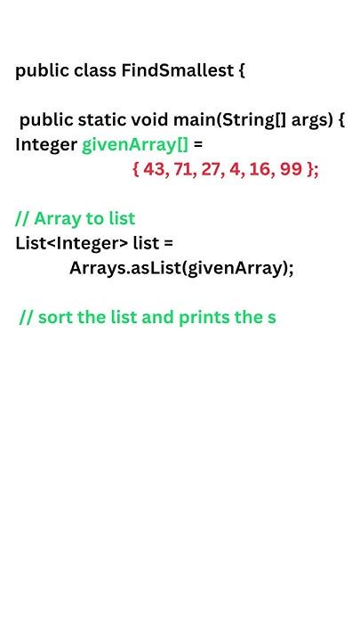 Find Smallest Number In An Array Using Collections Java Programming