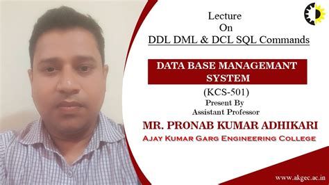 ddl dml and dcl sql commands data base management system lecture 02