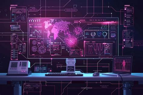 High Tech Control Room With Advanced Computer Systems Perfect For Monitoring And Futuristic