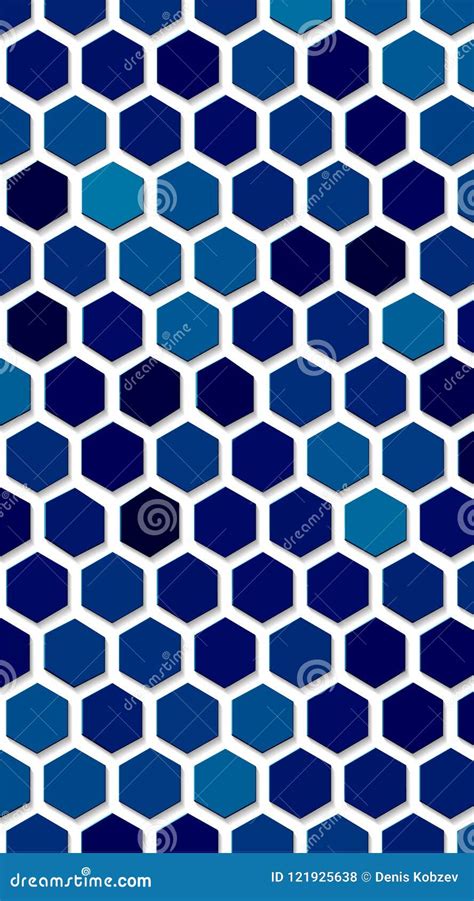 Blue Hexagon Vector Texture Hexagonal Grid Repeat Pattern Stock Vector