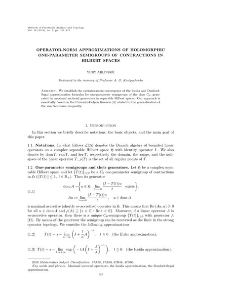 Pdf Operator Norm Approximations Of Holomorphic One Parameter