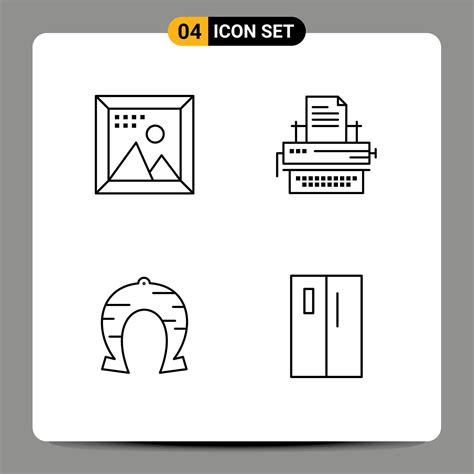 4 Universal Line Signs Symbols Of Coding Paper Picture Letter Fortune Editable Vector Design