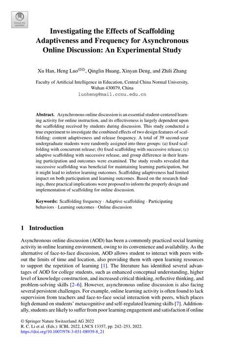Pdf Investigating The Effects Of Scaffolding Adaptiveness And