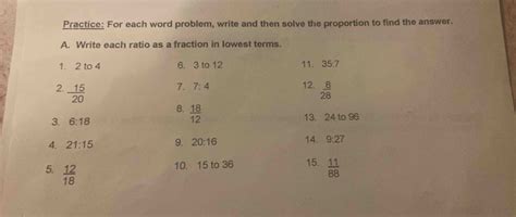 Solved Practice For Each Word Problem Write And Then Solve The Proportion To Find The Answer