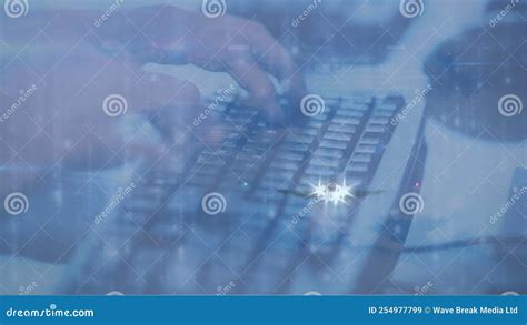 Animation Of Data Processing And Plane Over Hands Typing On Keyboard Stock Video Video Of