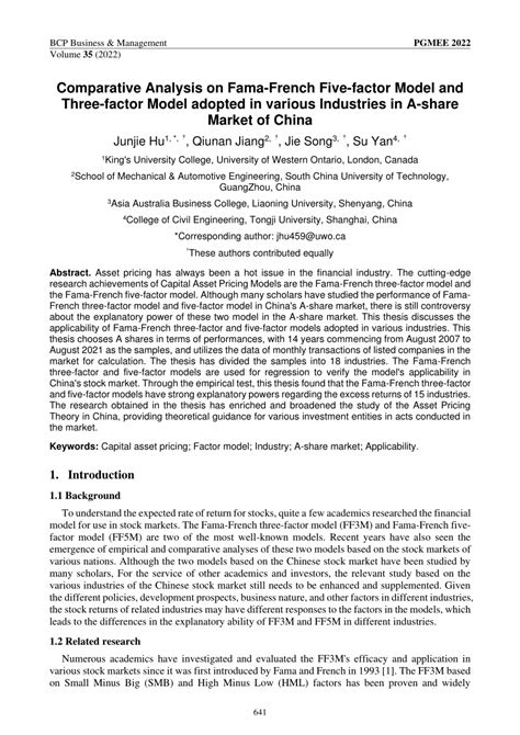 Pdf Comparative Analysis On Fama French Five Factor Model And Three