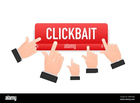 Clickbait Red Button Hand Click Icon Symbol Cursor Arrows Push Button Vector Stock
