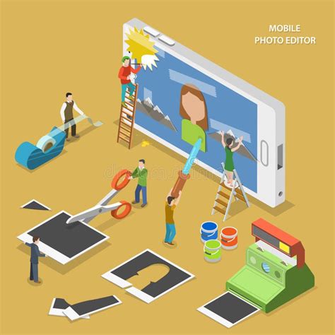Mobile Application Development Concept Flat 3d Web Isometric Stock