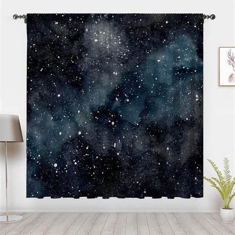 Night Starry Sky Curtain Universe Galaxy Outer Space Nebula Window