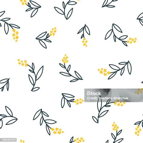 작은 꽃과 꽃 원활한 벡터 패턴 심플한 핸드 그린 스타일 모티프가 흩어져 있는 자유를 모티프 직물 직물 벽지에 대한 꽤 Ditsy 흰색 배경의 디지털 용지 0명에 대한 스톡