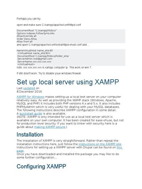 Set Up Local Server Using Xampp Installation Pdf Computer File Operating System Technology
