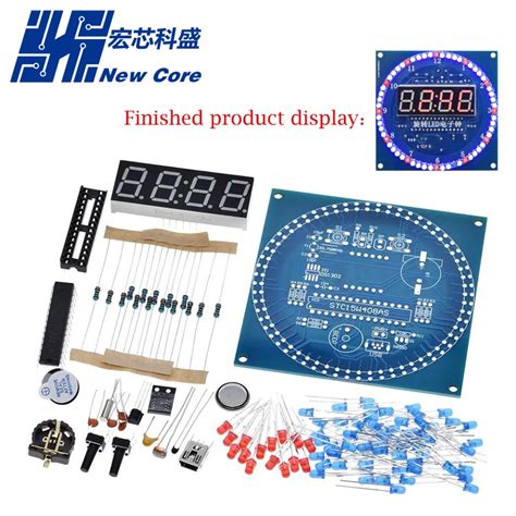 Ds1302 Rotating Led Display Alarm Electronic Clock Module Diy Kit Led Temperature Display C51