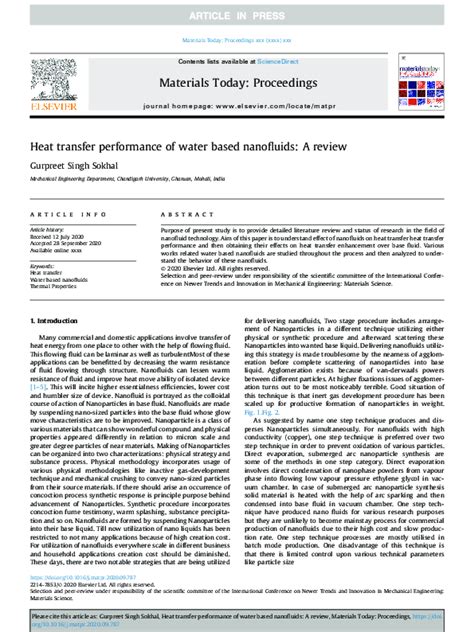 Pdf Heat Transfer Performance Of Water Based Nanofluids Containing