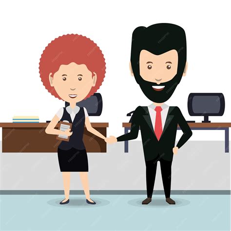 Premium Vector Cartoon Businessman Icon Over Office Background