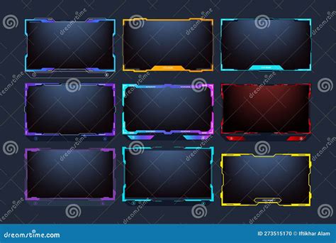 Live Broadcasting Screen Panel Set Vector With Abstract Shapes Online Gaming Overlay And Screen