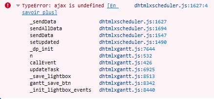 Gantt Ajax Error Gantt DHTMLX