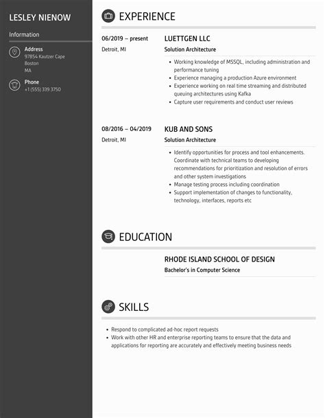 Solution Architecture Resume Samples Velvet Jobs