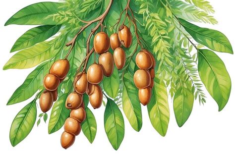 Premium Ai Image Fresh Fruits An Illustration Fresh Brown Ripening Pods Of Tamarind And Green