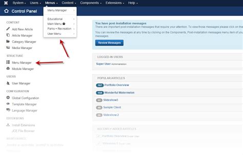 Adding A Menu Item Which Points To An Article Joomla Documentation