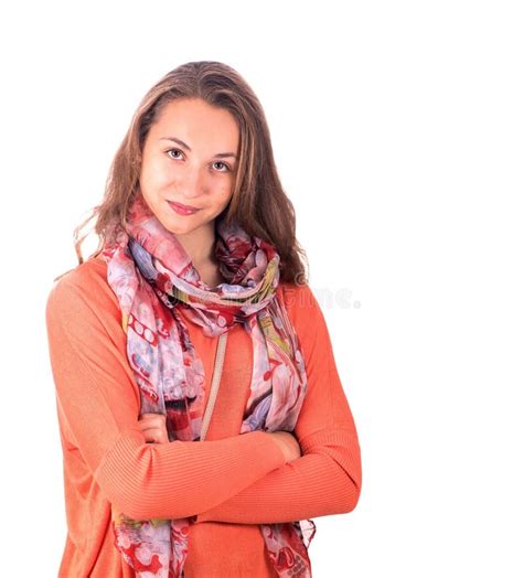 Happy Cute Redhead Woman With Curly Hair Smiling Sincere And Carefree