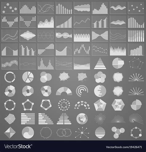 Business Chart Collection Set Of Graphs Data Vector Image