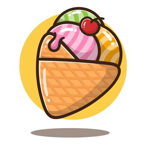 Illustration Of Cute Cartoon Waffle Ice Cream Good For Sticker