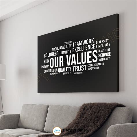 Our Values Wall Art Business Core Values Office Decor Entrepreneur Poster Working Office Core