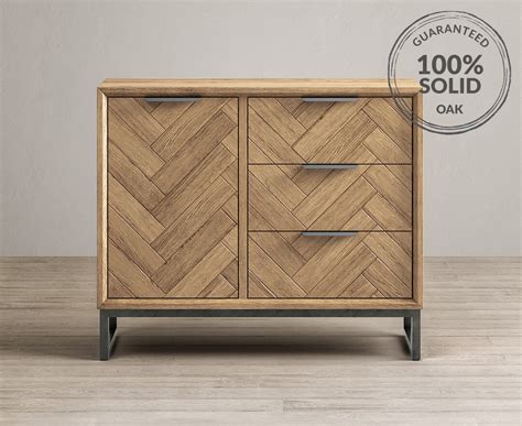 Herringbone Solid Oak Small Sideboard Oakandmore